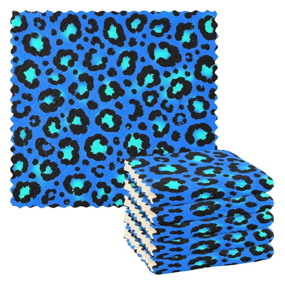 Blue Leopard Print Kitchen Cloth Dish Towels for Drying Washing ...