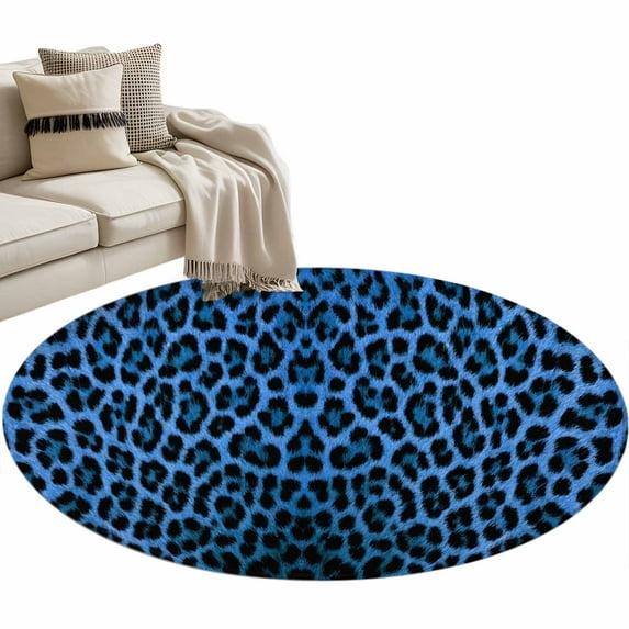 Blue Leopard Print Large Area Rugs for Bedroom Living Room, Soft Non ...