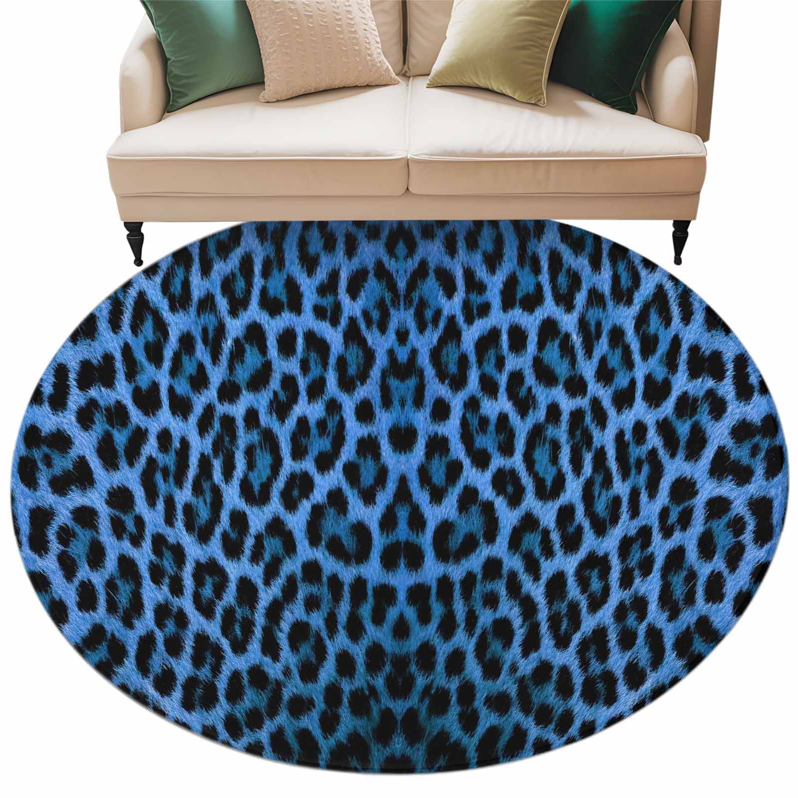 Blue Leopard Print Large Area Rugs for Bedroom Living Room, Soft Non ...