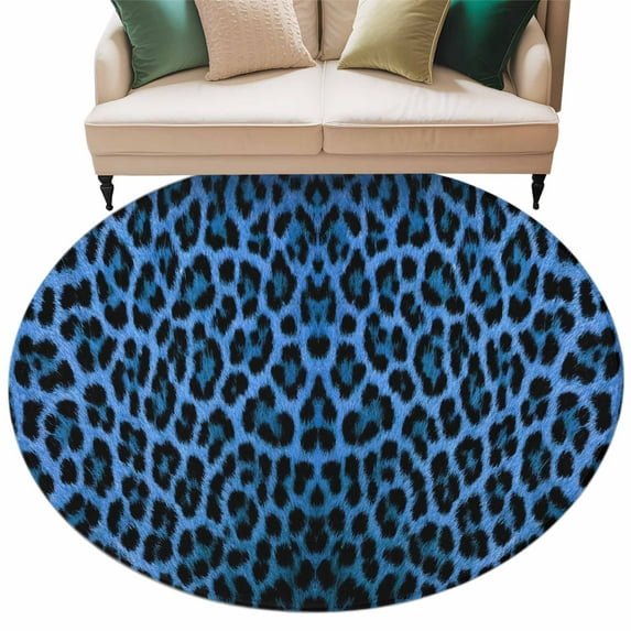 Blue Leopard Print Large Area Rugs for Bedroom Living Room, Soft Non ...