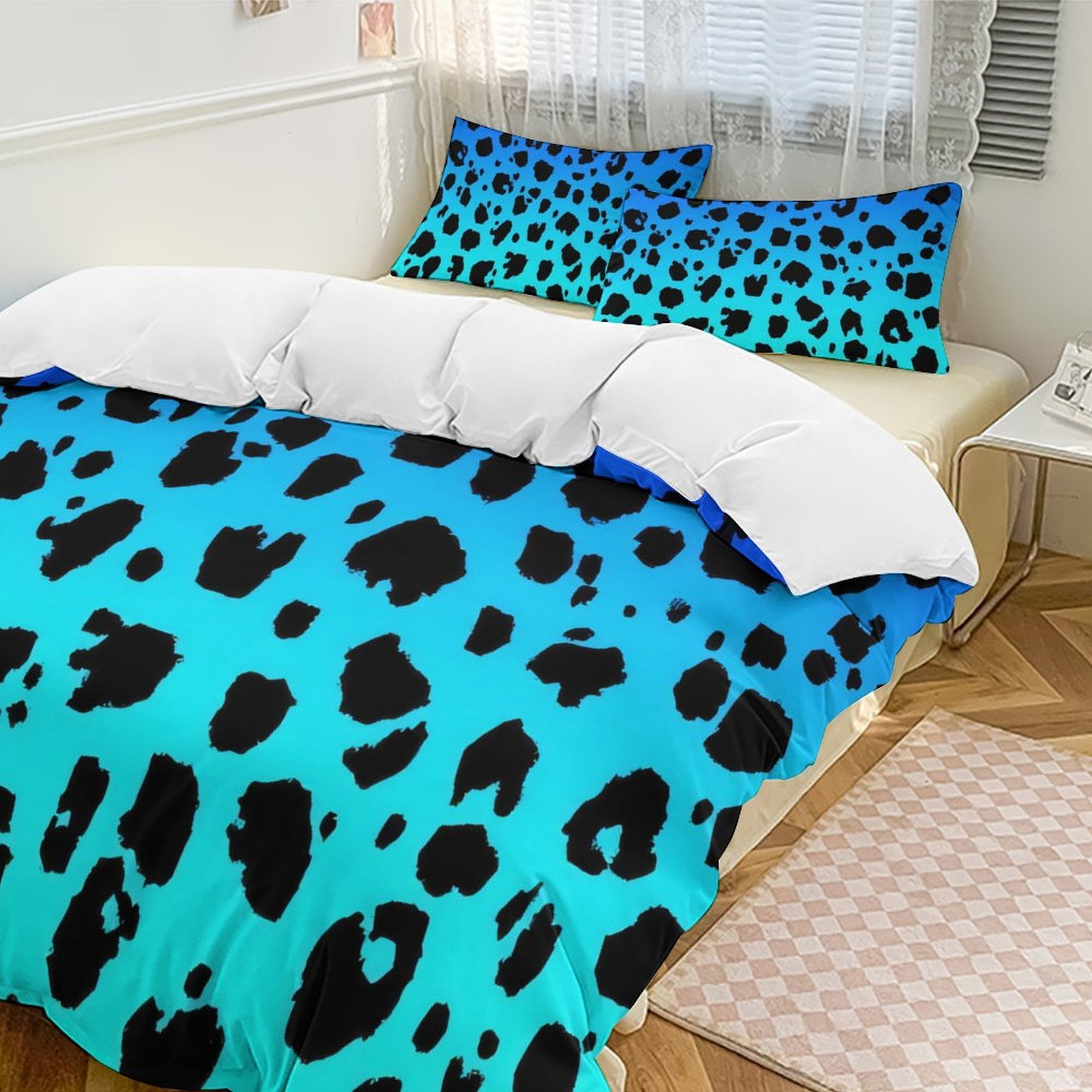 Blue Leopard Print Pattern 3D Duvet Cover Set Quilt Cover Theme of Kid ...