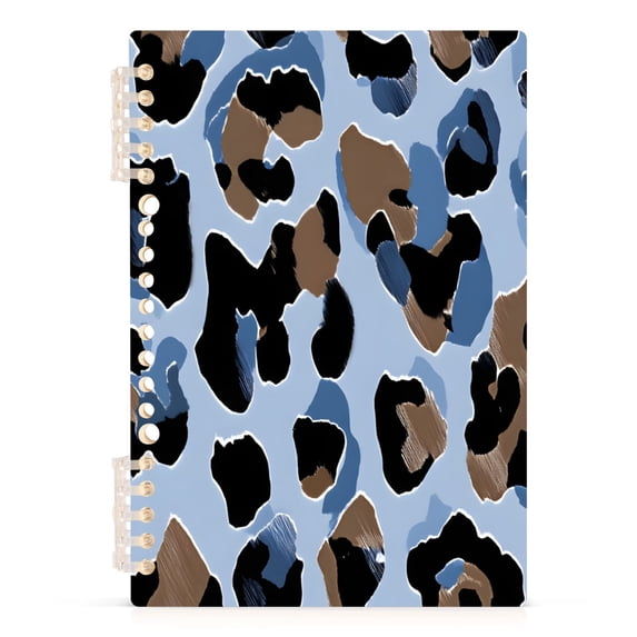 Blue Leopard Print Pattern A5 Notebook Refillable 60 Sheets Detachable ...