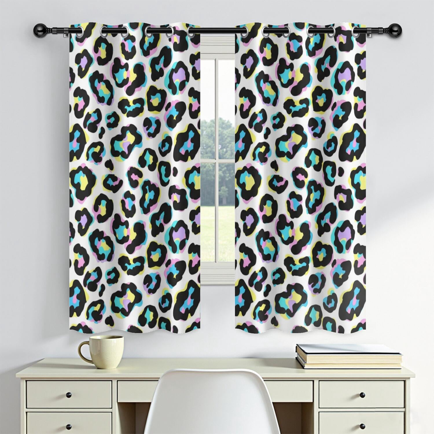 Blue Leopard Print Pattern Blackout Curtains,Triple Weaved Fabric ...