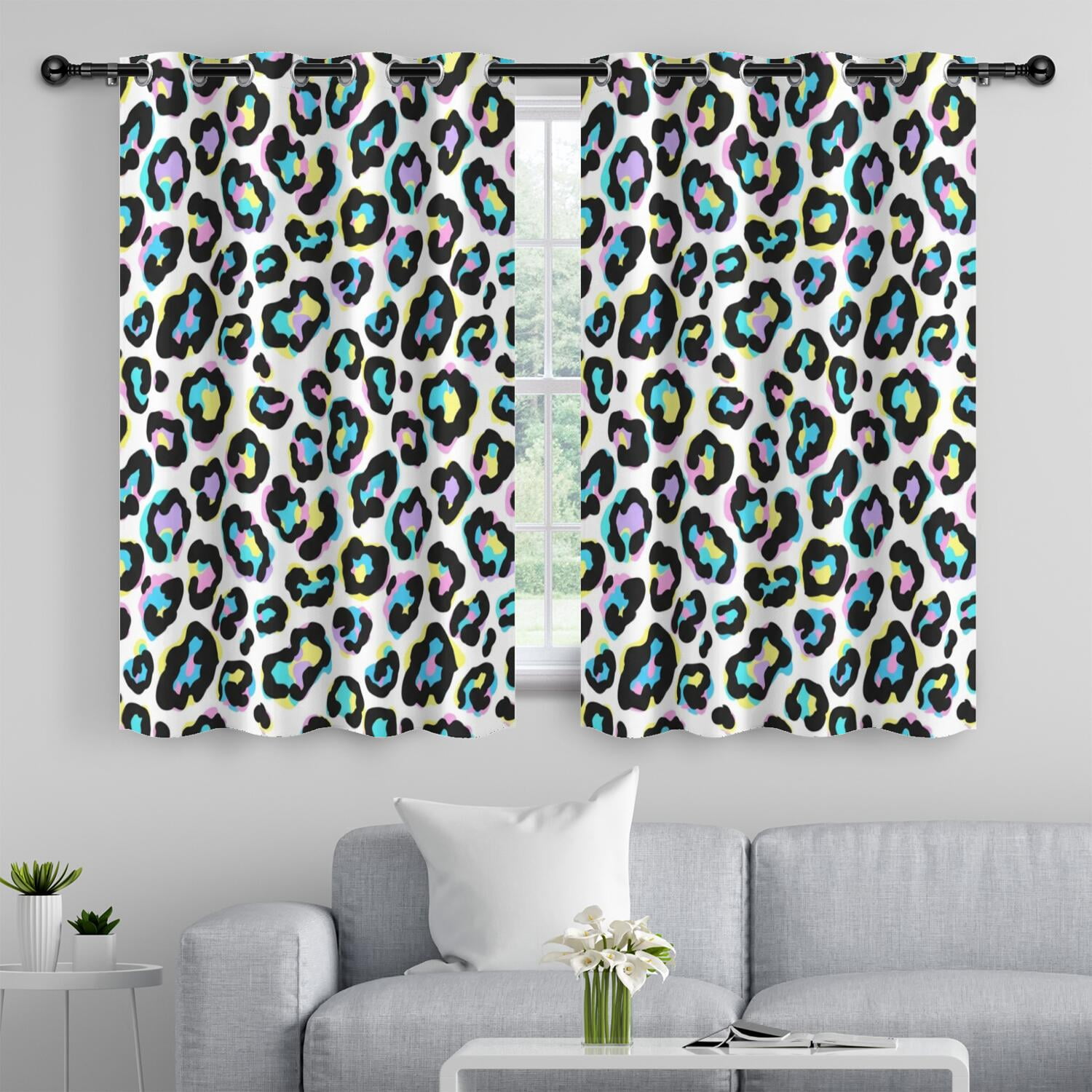 Blue Leopard Print Pattern Blackout Curtains,Triple Weaved Fabric ...