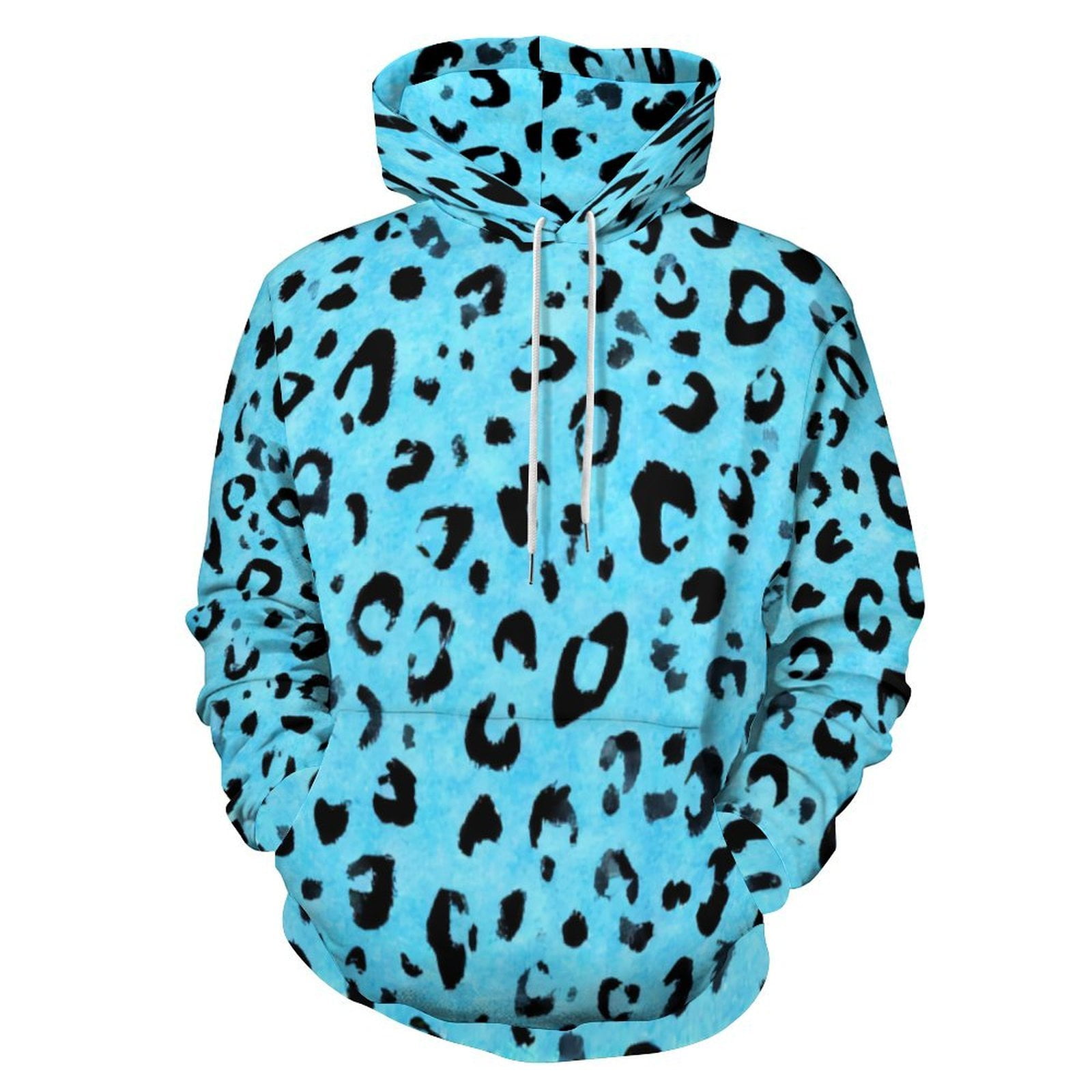 Blue Leopard Print Pattern Men's Women Vintage 3D Hooded Sweatshirt ...