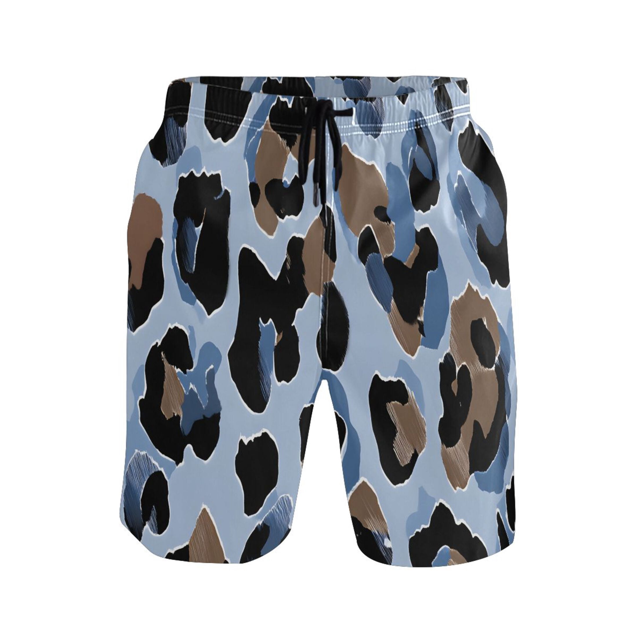 Blue Leopard Print Pattern Mens Swim Trunks Quick Dry Board Shorts ...