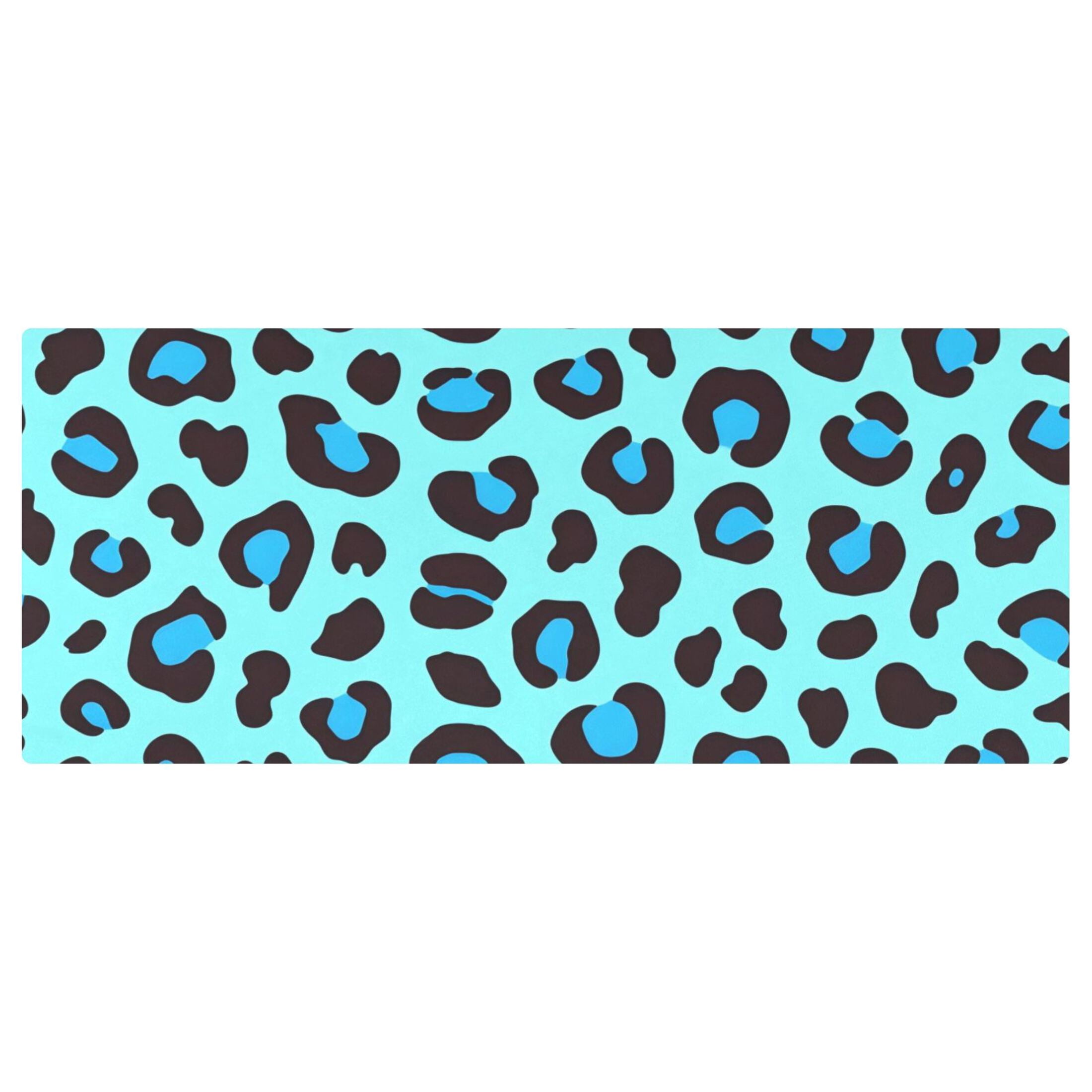 Blue Leopard Print Pattern Stretch Fitted Tablecloth 2.5x6ft Elastic ...