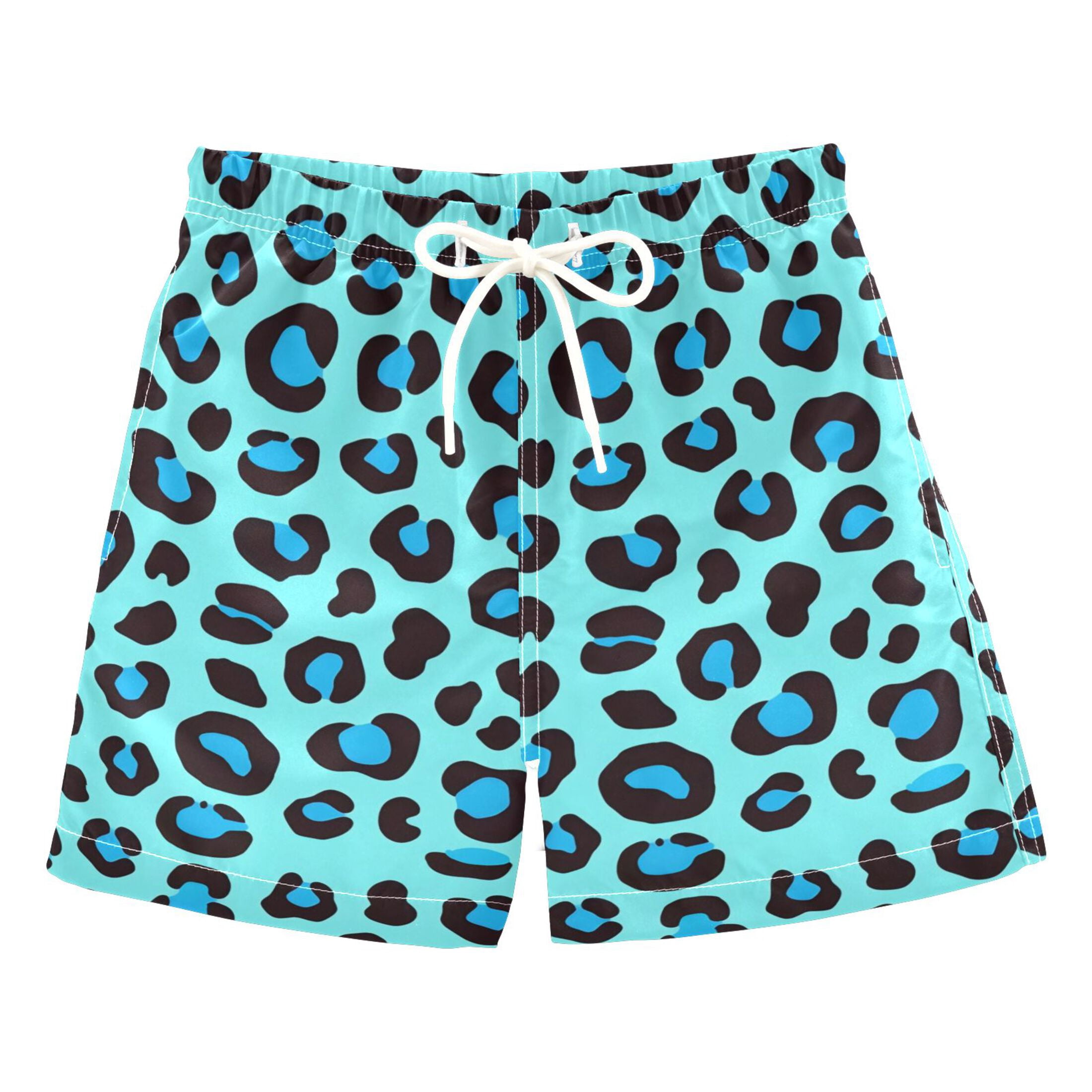 Blue Leopard Print Pattern Swim Trunks Quick Dry Beach Pool Board ...