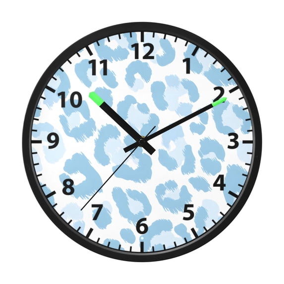 Blue Leopard Print Pattern Wall Clock 12 Inch Voice Activated Night ...