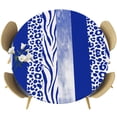 Blue Leopard Print Round Tablecloth 45-54 Inch Round Fitted Table Cloth ...