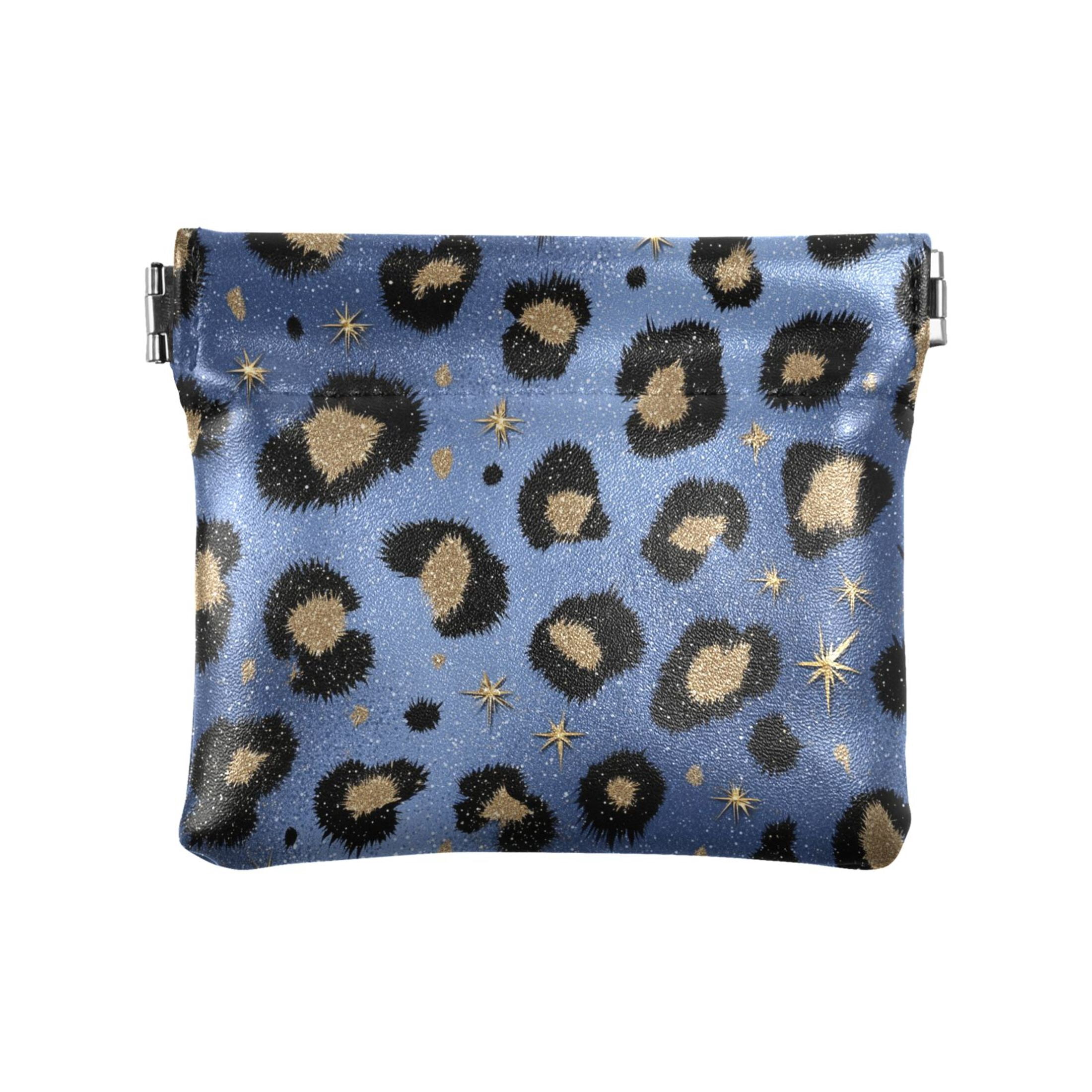 Blue Leopard Print with Gold Stars Women's Coin Purses Change Pouches ...