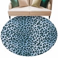 Blue Leopard Round Rug 6ft Washable Circle Kitchen Rugs Non Slip ...