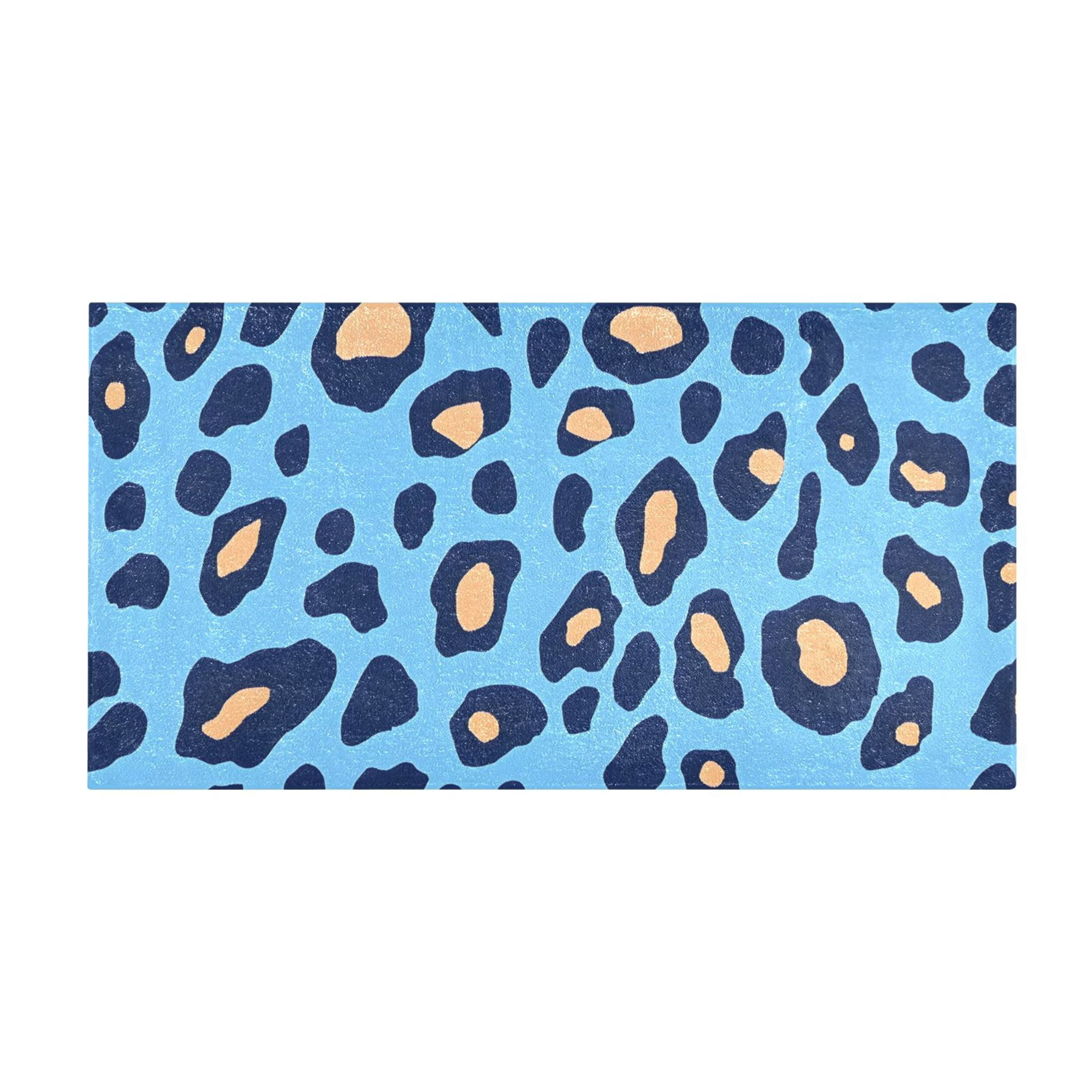 Blue Leopard Skin Pattern Bath Mat 39x20 Inch Soft Absorbent Non-Slip ...