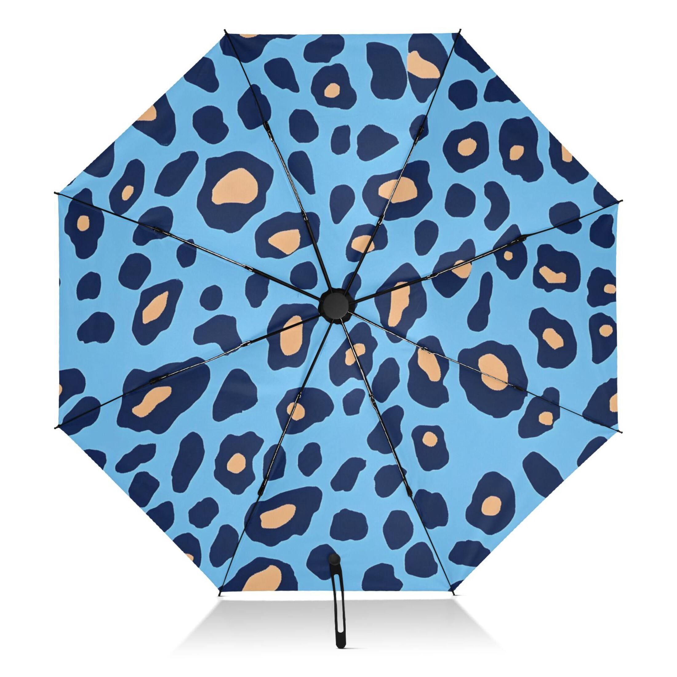 Blue Leopard Skin Pattern Umbrella Folding Sun Umbrella Travel Auto ...