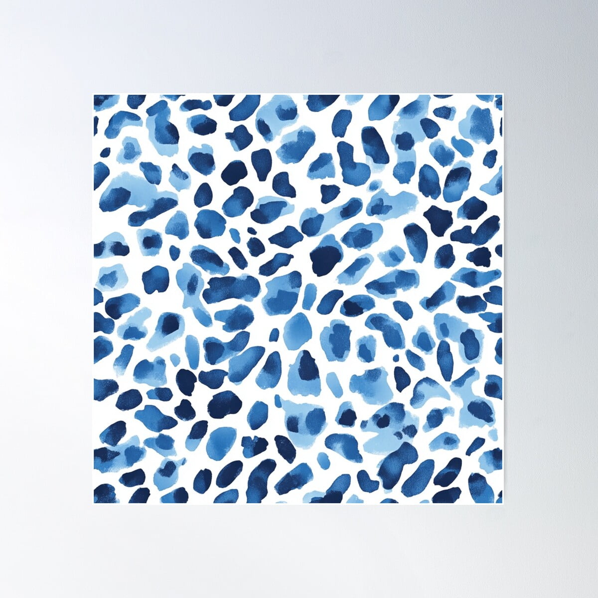 Blue Leopard Skin Seamless Pattern Poster Wall Art, Modern Wall Decor ...