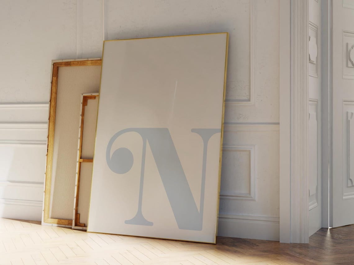 Blue Letter N Alphabet Minimal Wall Art Unframed Paper Print - Walmart.com