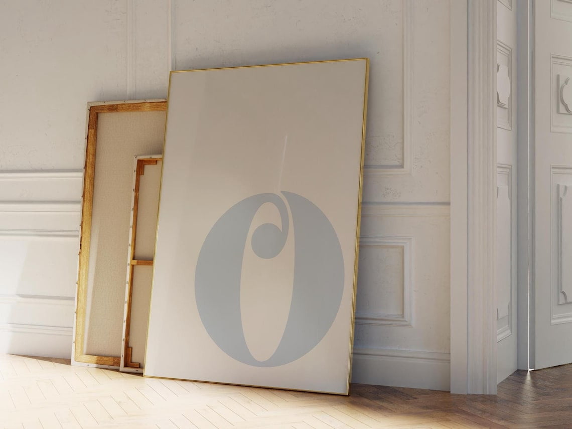 Blue Letter O Alphabet Initial Wall Art, Stretched Canvas Size 16x24 ...
