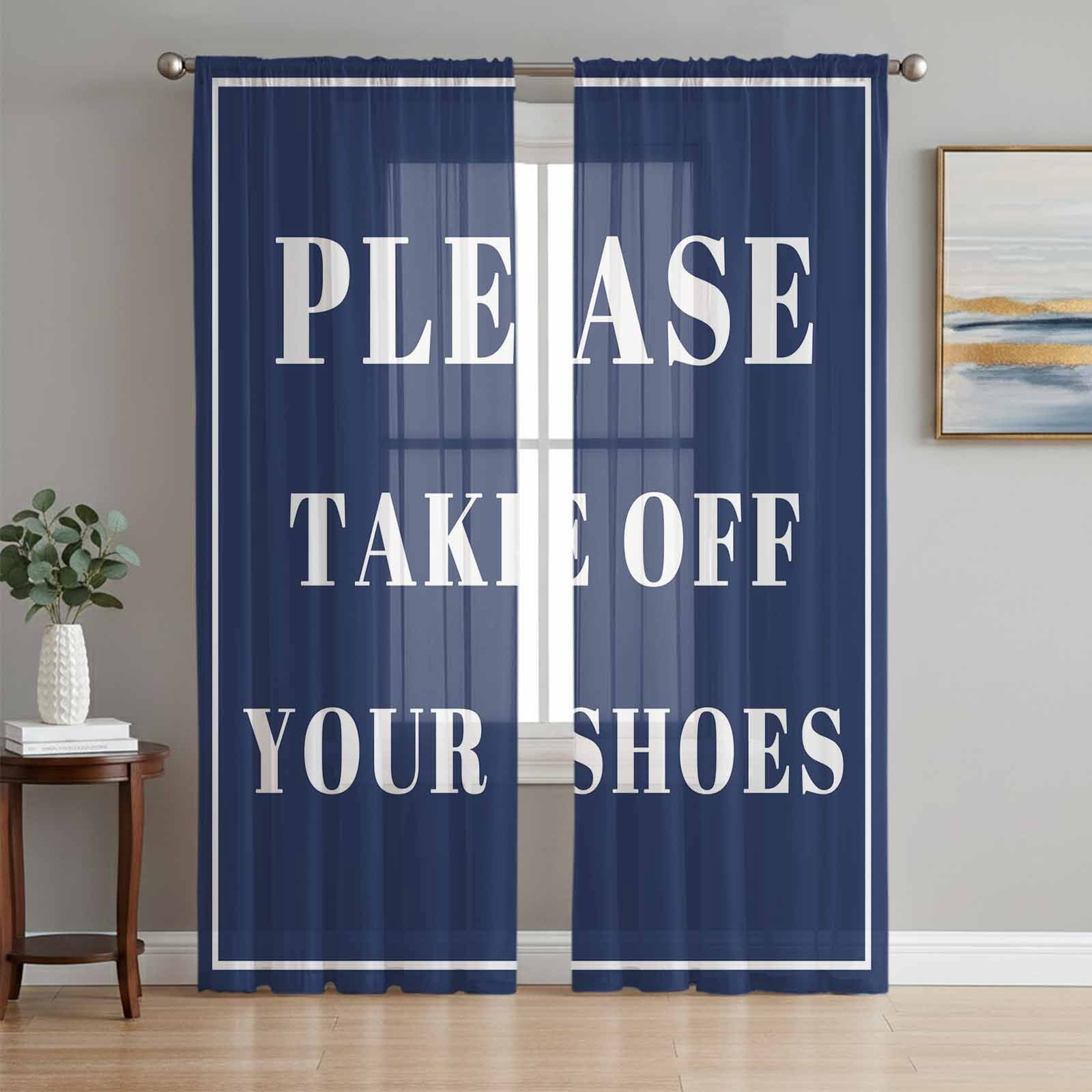 Blue Letter Sheer Curtains 72 Inch Length 2 Panels Set, Modern ...