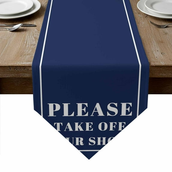 Blue Letter Table Runner Linen Burlap Table Runner 120 Inches Long ...