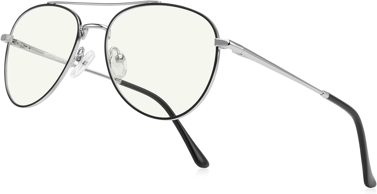Blue Light Aviator Reading Glasses for men Women Metal Frame Spring ...