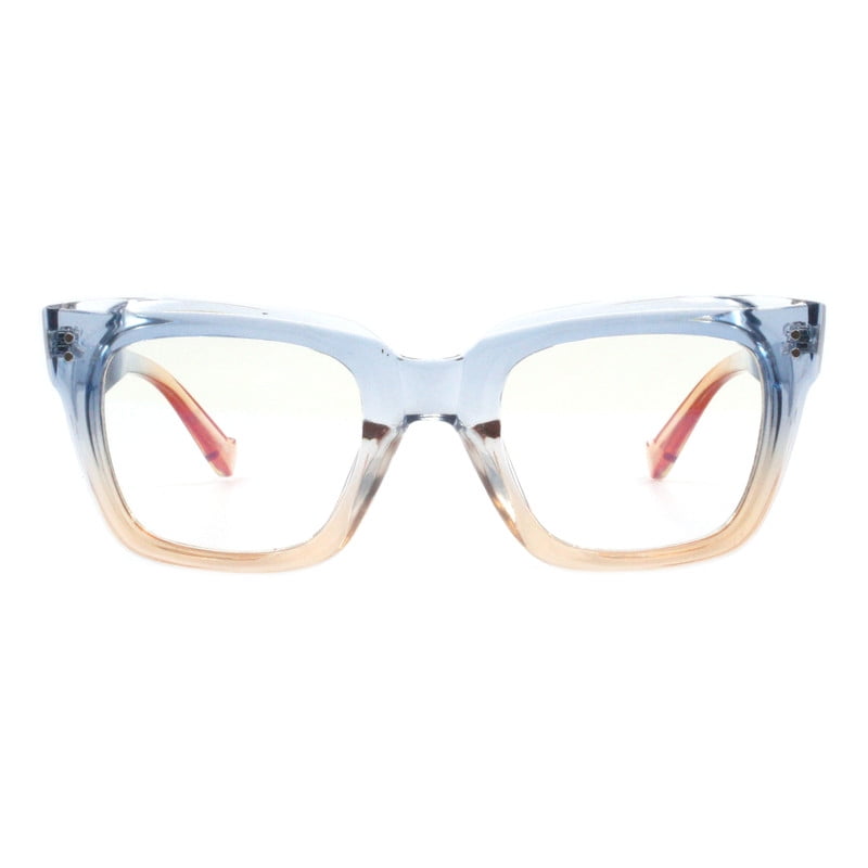 Blue Light Blocker Glasses Thick Square Translucent Blue Peach Unisex ...