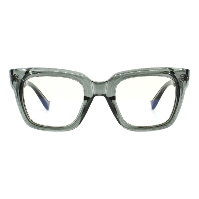 Blue Light Blocker Glasses Thick Square Translucent Gray Unisex UV400 ...