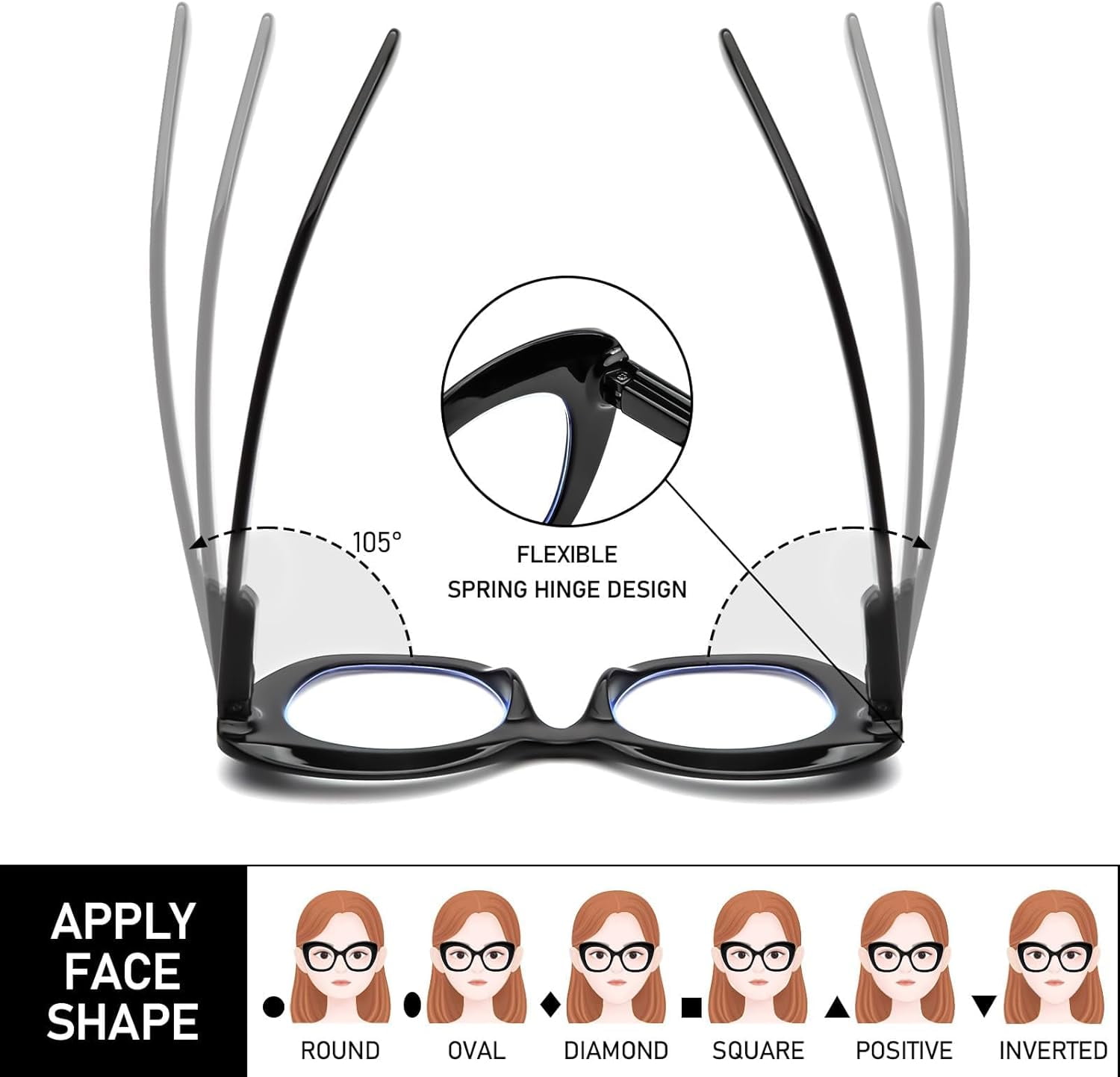 Blue Light Blocker Reading glasses UV Protection Clear glasses TR90 ...