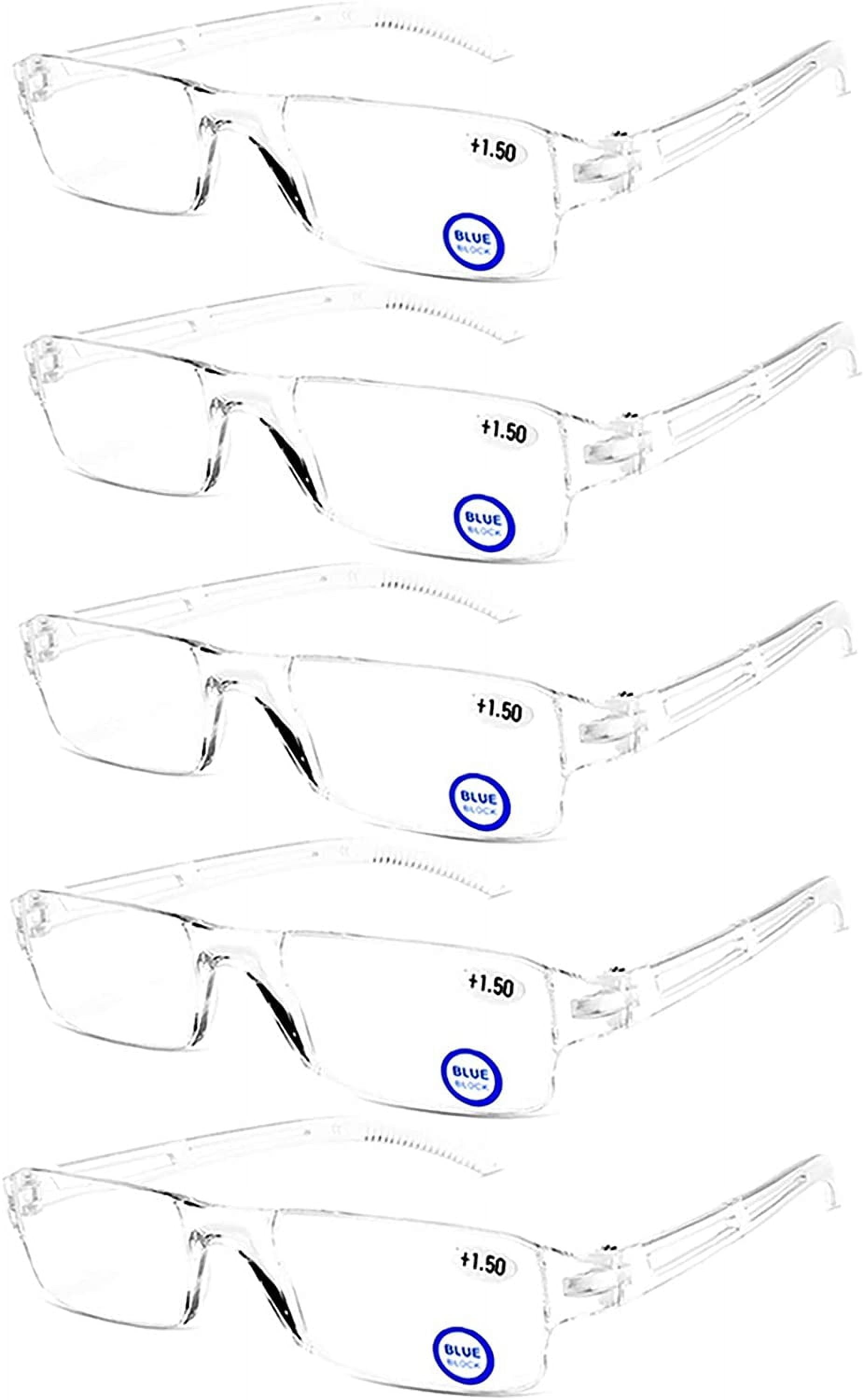Blue Light Blocking Computer Reading Glasses 5 Pack Clear Frame Rimless ...