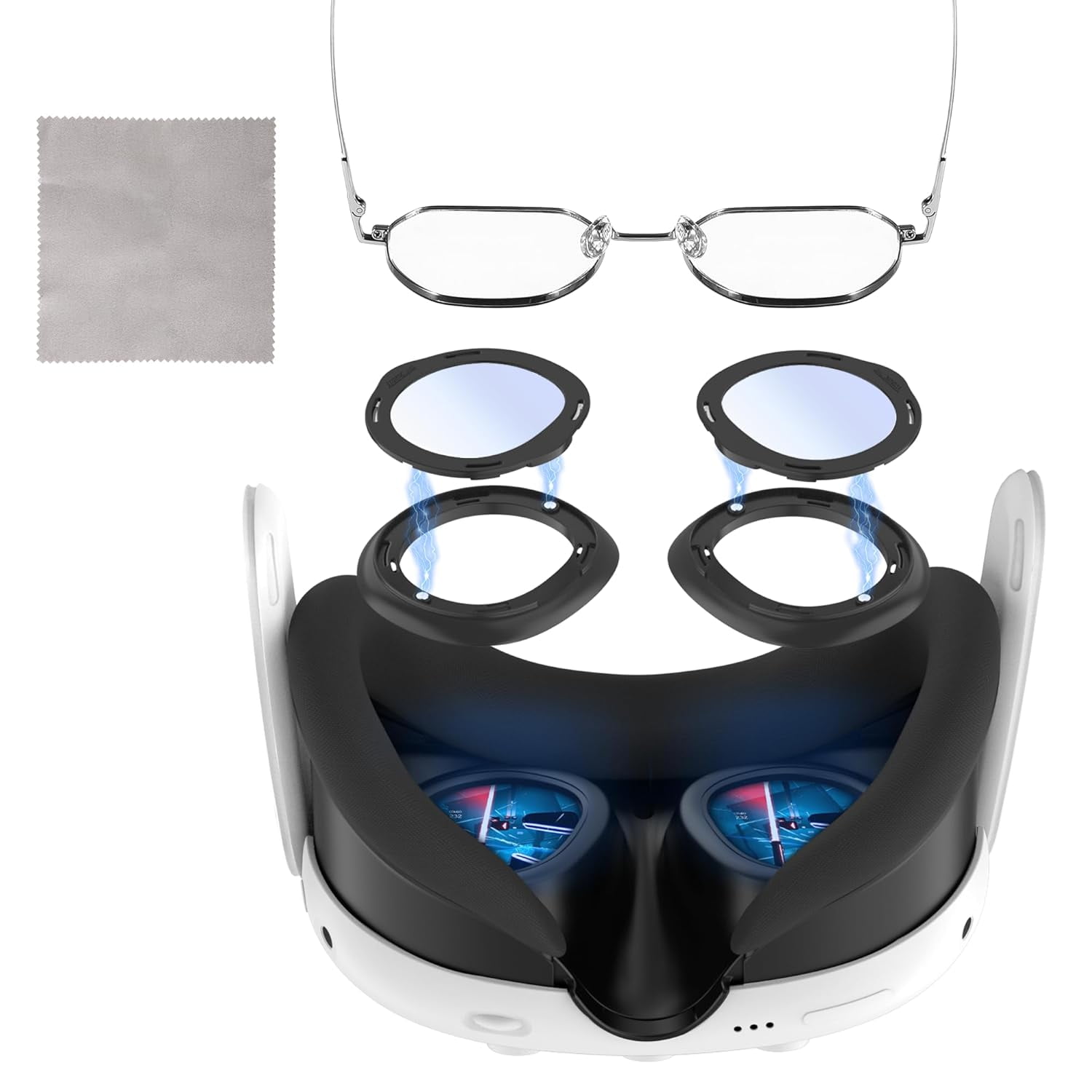 Blue Light Blocking Glasses for Meta Quest 3 with Anti Fog Wipe, Lens ...