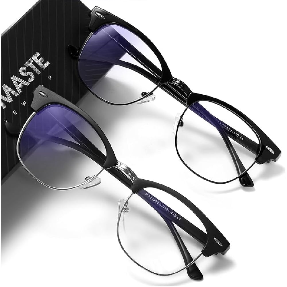 Blue Light Blocking Glasses Vintage Half Frame UV Clear Lens Anti ...