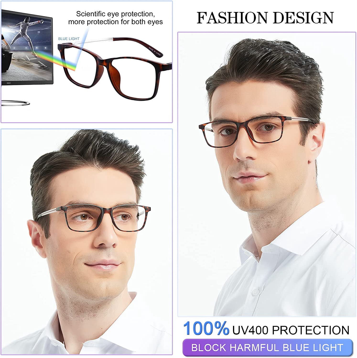 Blue Light Blocking Reading Glasses Men Lightweight Computer Readers 0 ...