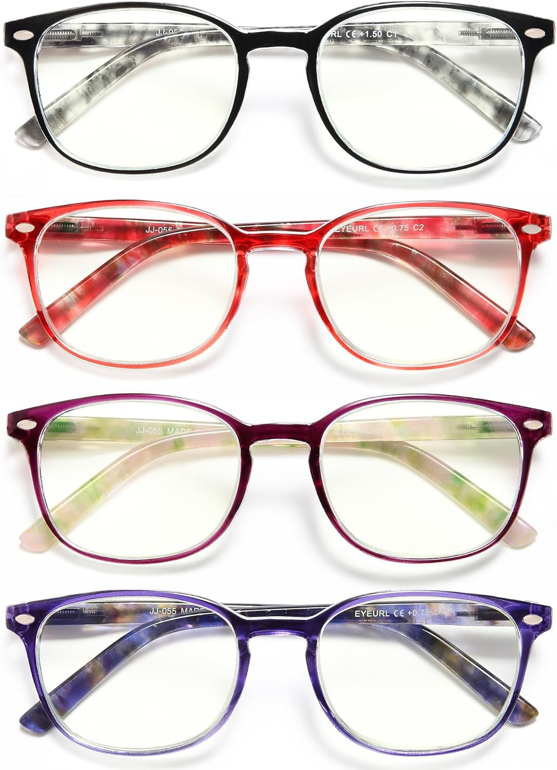 Blue Light Blocking Reading Glasses Women, 4-Pack Spring Hinge Computer Readers,Anti UV Ray ...