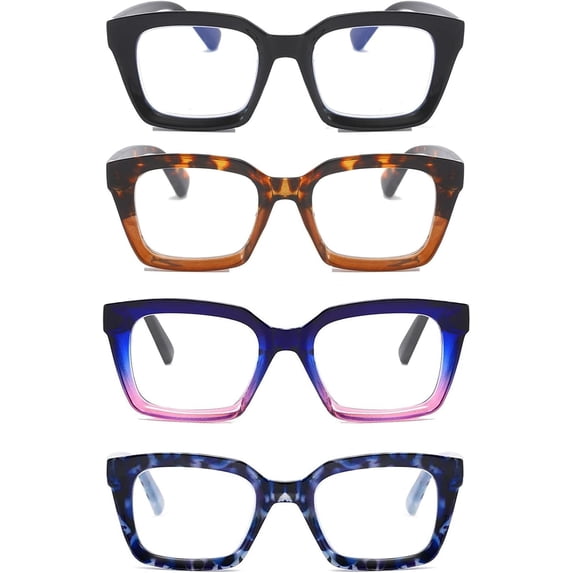 Blue Light Blocking Reading Glasses for Women 1.5 Oversized Rectangle ...