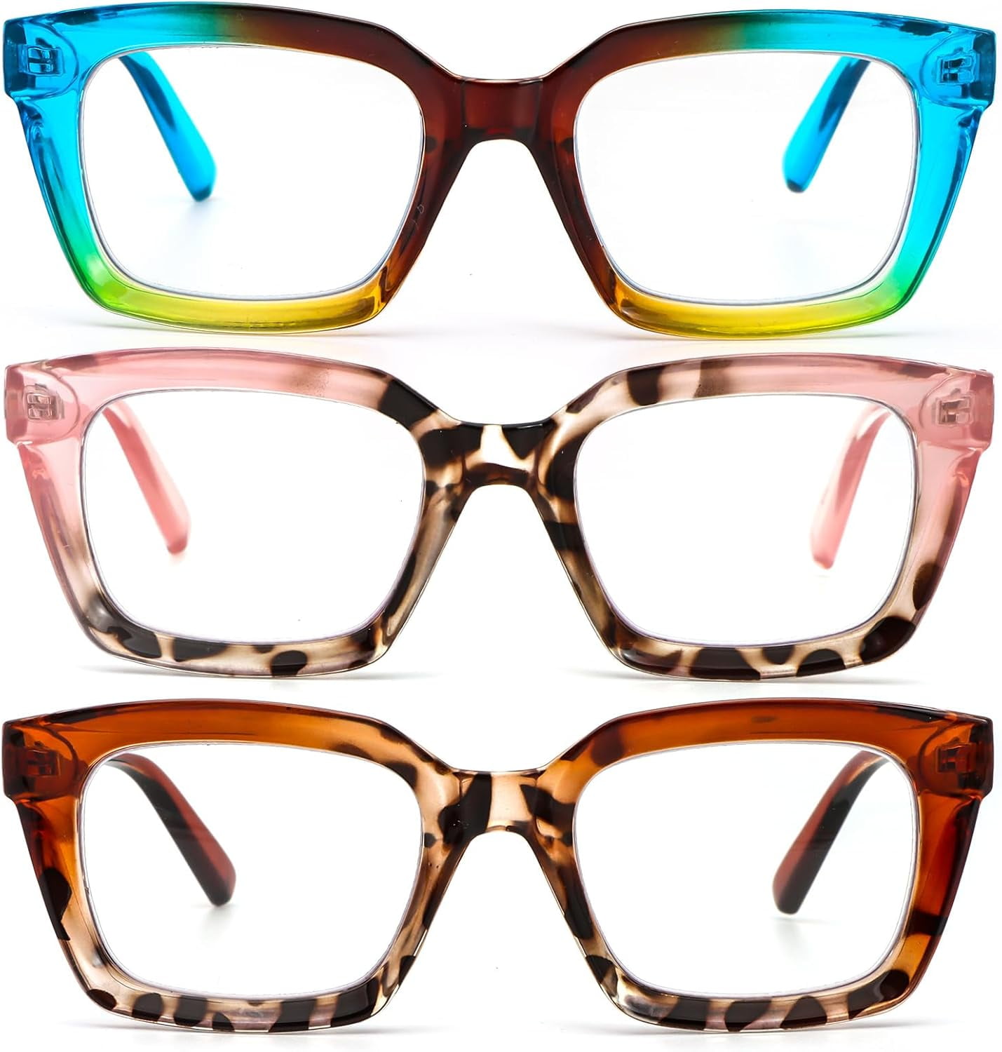 Blue Light Blocking Reading Glasses for Women 1.5 Oversized Rectangle ...