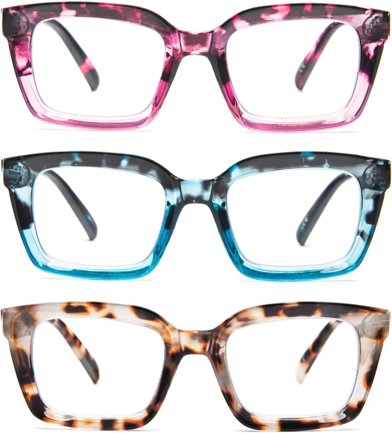 Blue Light Blocking Reading Glasses for Women 1.5 Oversized Rectangle ...