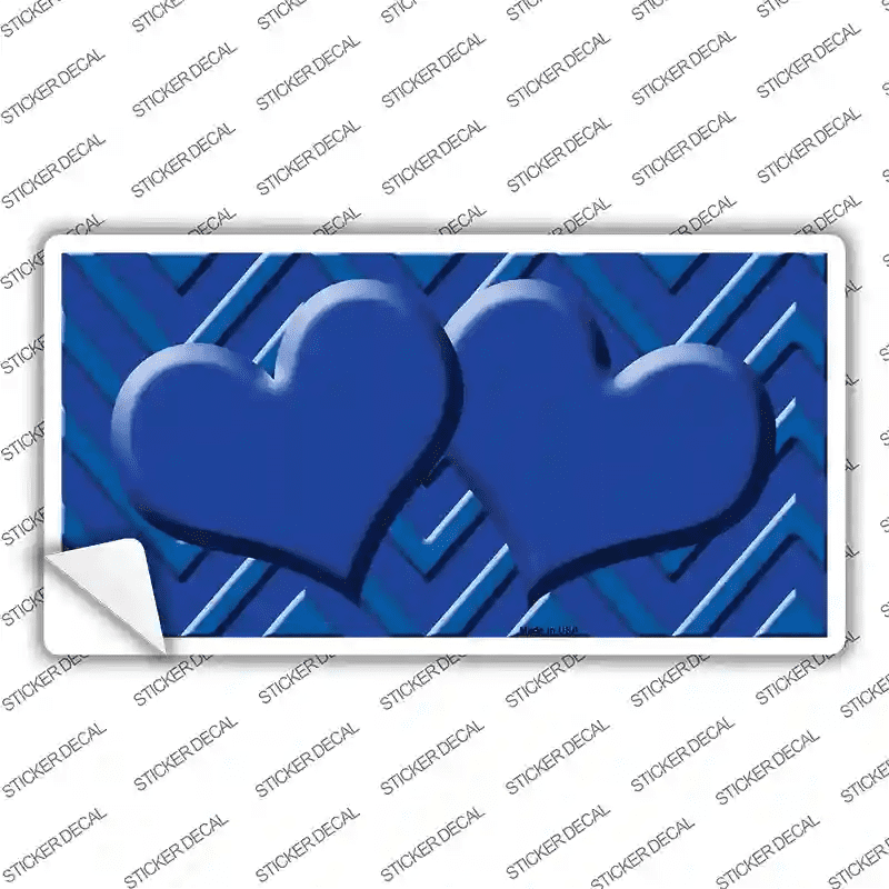 Blue Light Blue Heart Chevron Novelty Sticker Decal Large - Walmart.com