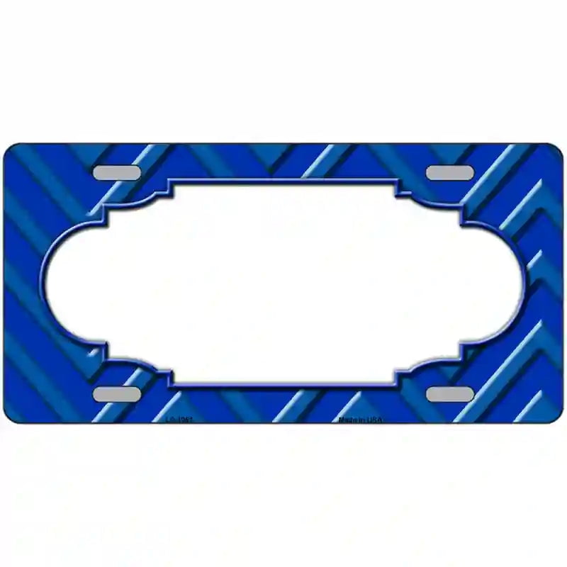 Blue Light Blue Scallop Chevron Metal Novelty License Plate 7" x 4 ...