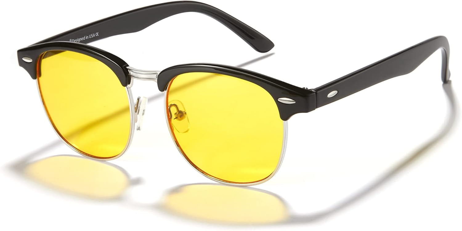 Blue Light Glasses Men Retro Semi Rimless Clear Blue Light Glasses for ...