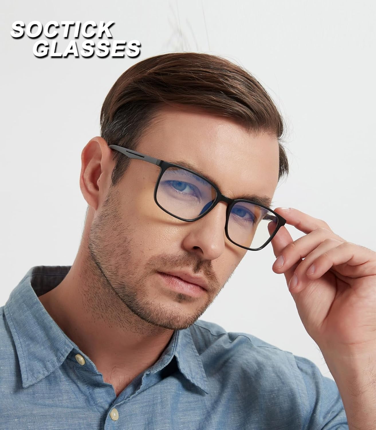 Blue Light Glasses for Men,3 Pack Large Wide Square Frame with Spring ...