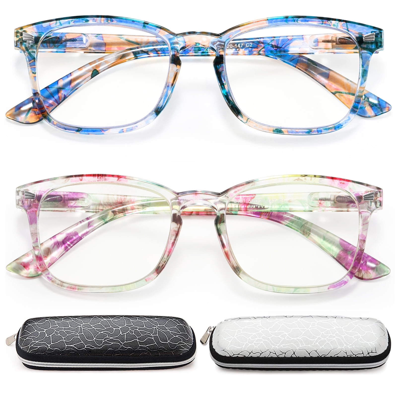 Blue Light Reading Glasses Women - Square Cheater Magnifying Readers ...