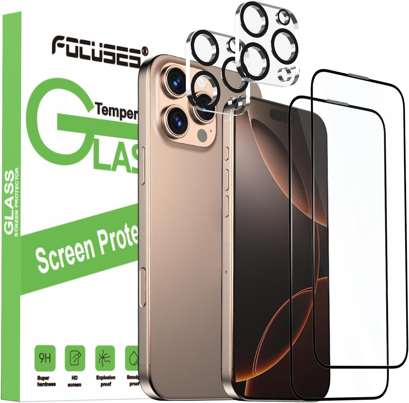 Blue Light Screen Protector for iPhone 16 Pro 2 Pack+Camera Lens ...