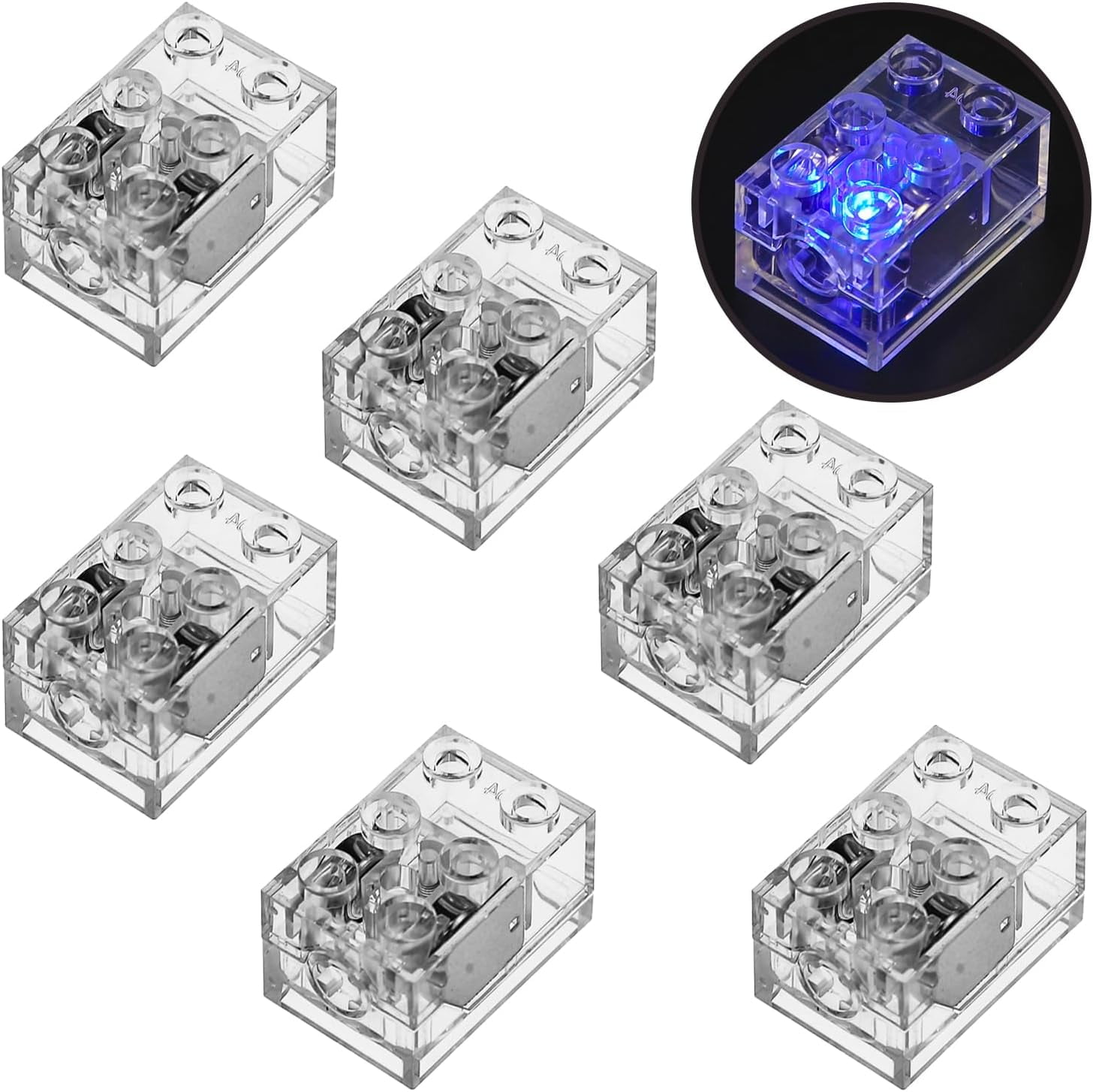 Blue Light-Up-Bricks Accessories Kits, 2x3 Classic Transparent LED ...