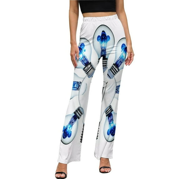 Blue Lightbulb Mandala High Waisted Casual Flared Trousers Summer Home ...