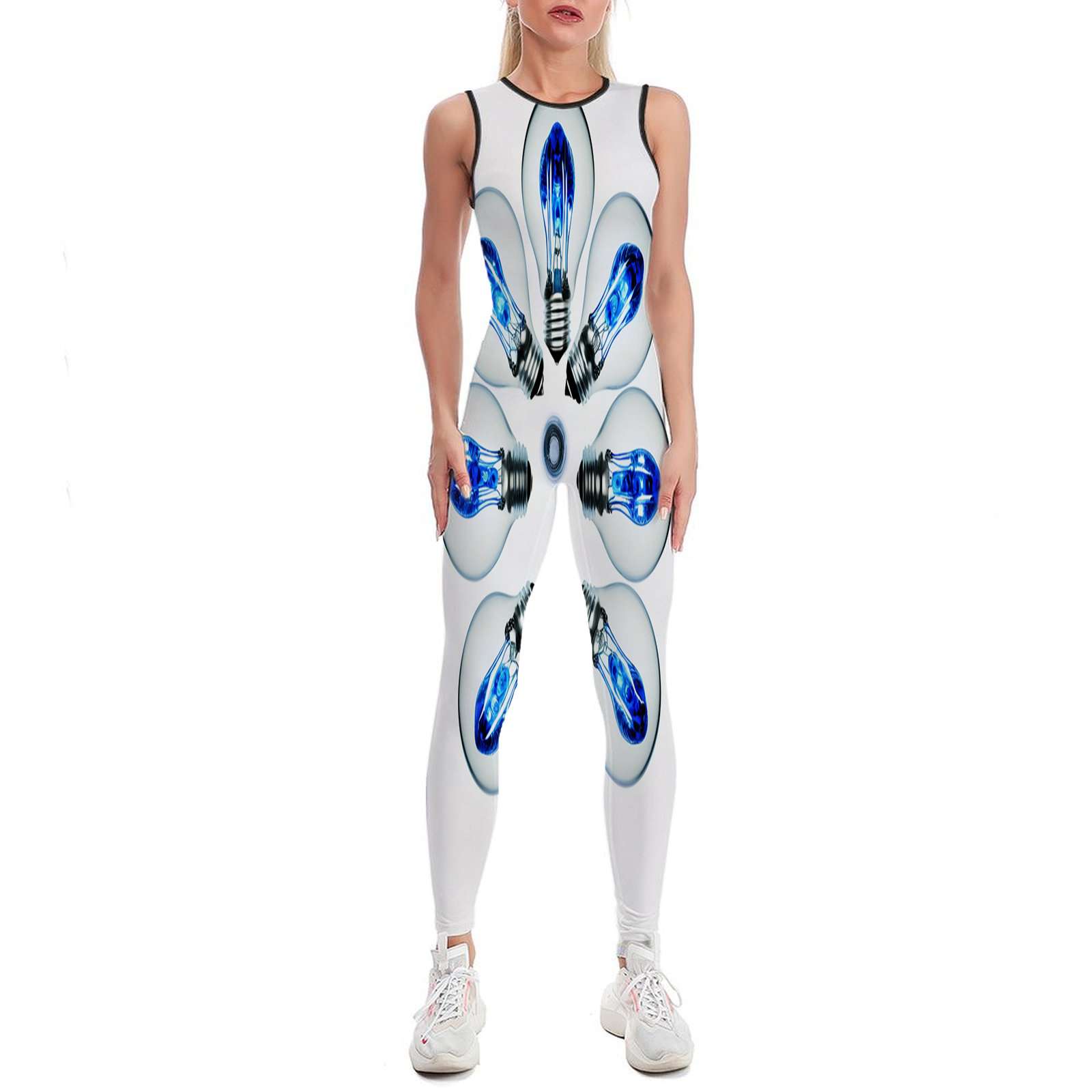 Blue Lightbulb Mandala Women's One Piece Yoga Jumpsuits Leggings ...