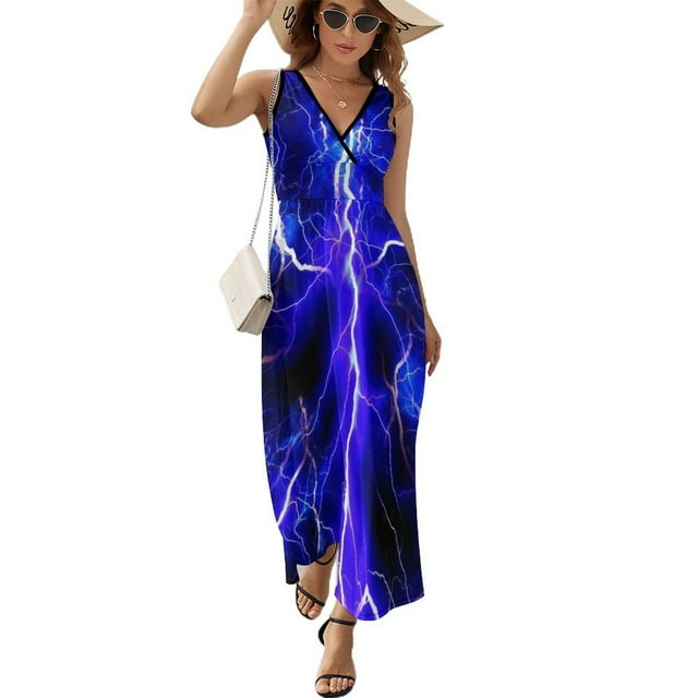 Blue Lightning Sleeveless Dress dress for women summer women's fashion ...