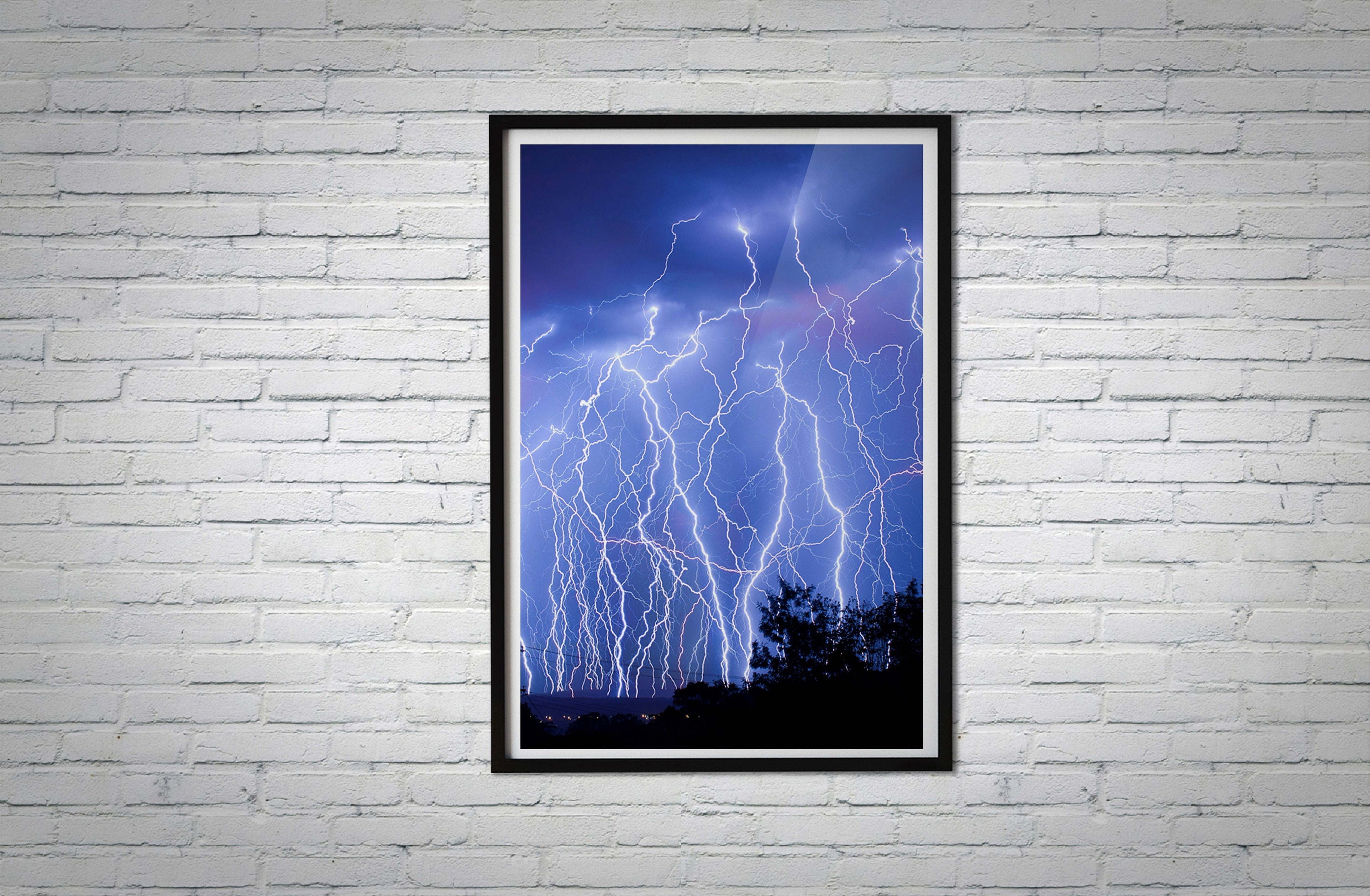 Blue Lightning Strike Storm Light Lightning Strike Poster -Office and ...
