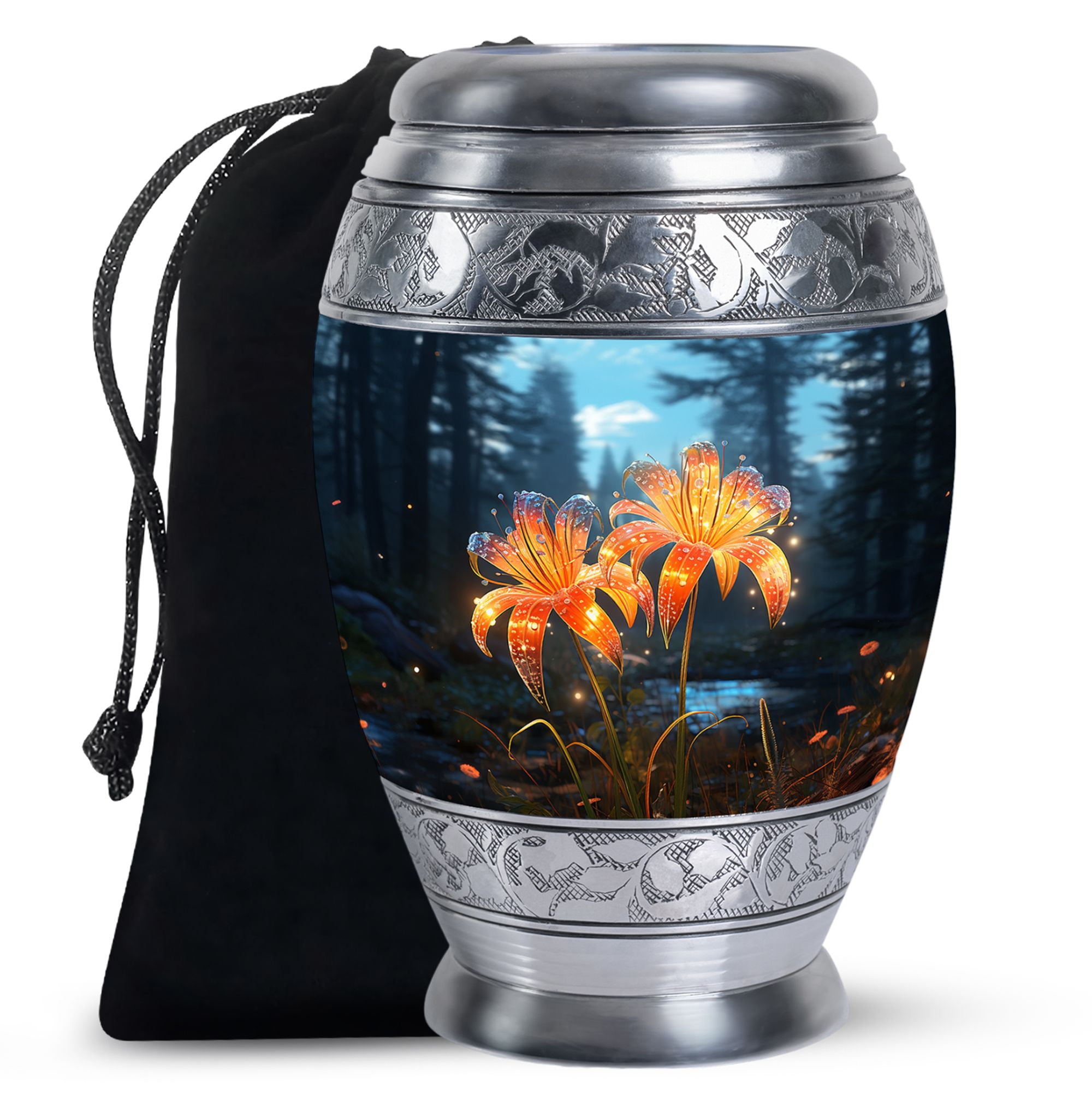 Blue Lilly Handmade Funeral Urns For Human Ashes Adult Female - Burial ...