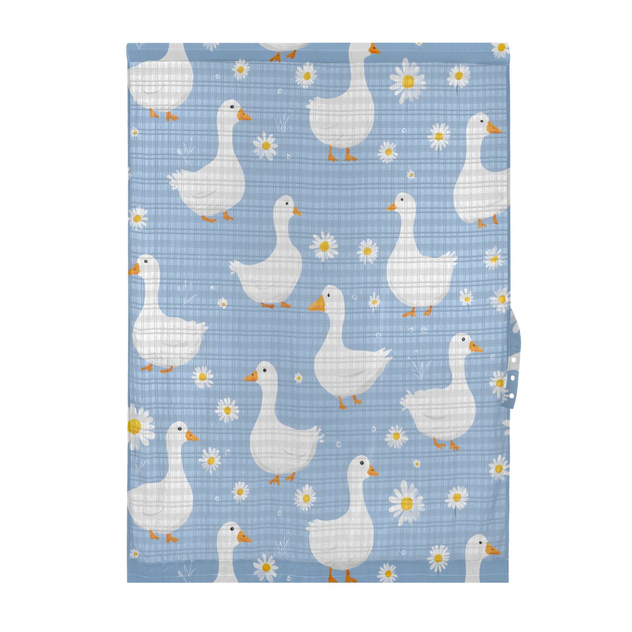Blue Lily Floret Pattern Door Curtain Sheer Privacy Light Filtering ...