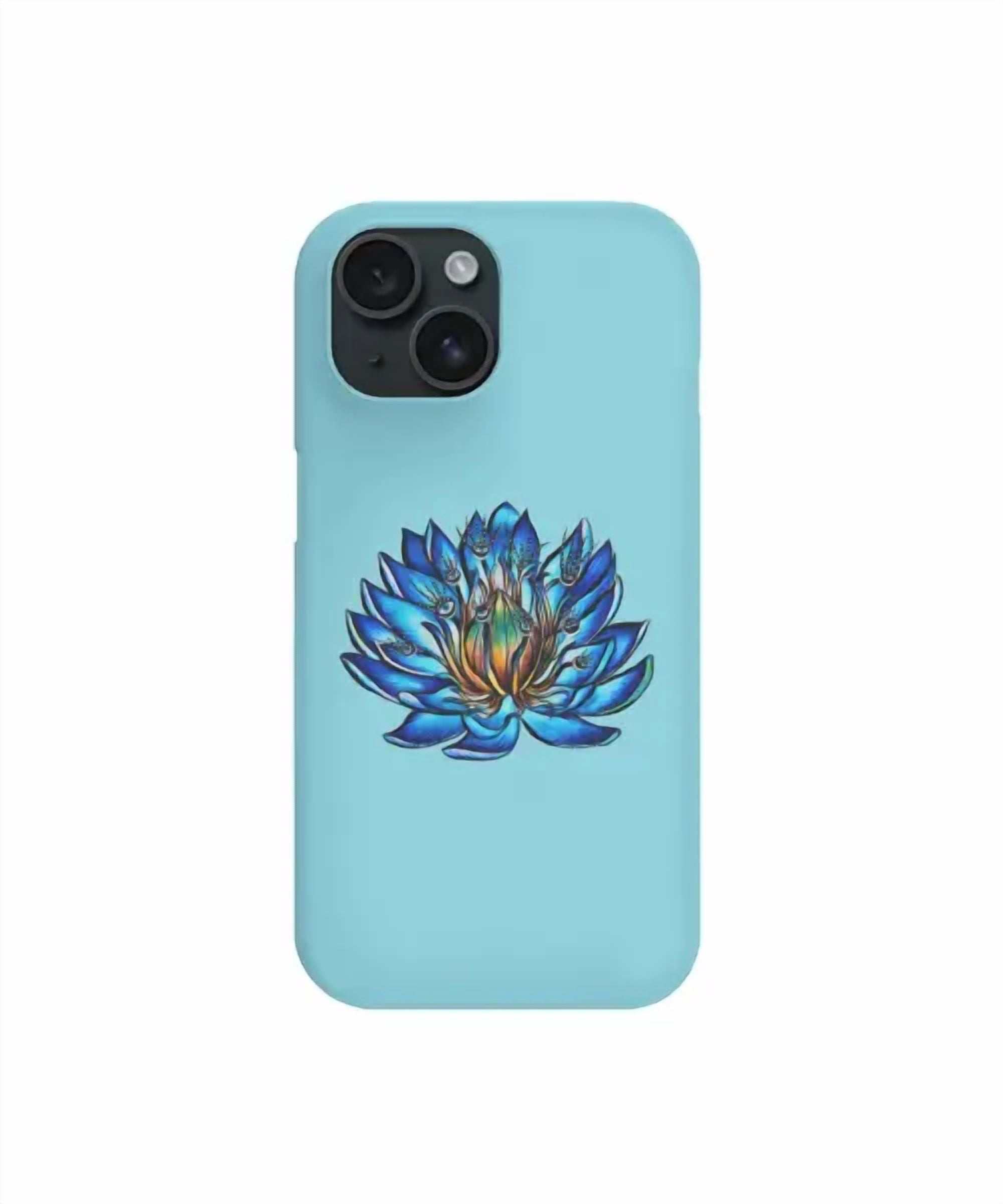 Blue Lily Flower Monster Weird Eyes Phone Case for iPhone 16 15 14 13 ...