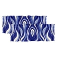 Blue Line 2 Panels Kitchen Valance, Gradient Abstract Twisted Wave ...